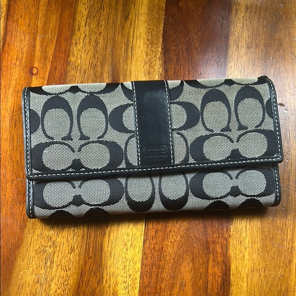 Coach | Bags | Coach Black And Gray Signature Wallet | Poshmark